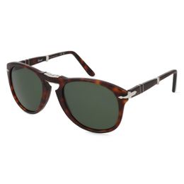 Persol 0PO0714 FOLDING | Herren-Sonnenbrille | Fassung: Vollrand, Pilot, Acetat, Havanna | Glasfarbe: Gr&uuml;n
