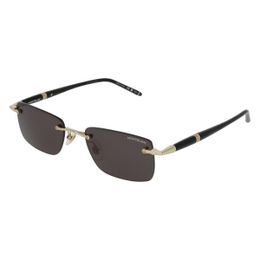 Montblanc MB0344S | Herren-Sonnenbrille | Fassung: Randlos, Eckig, Metall, Gold | Glasfarbe: Grau
