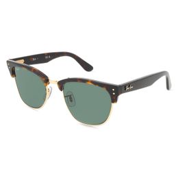 Ray-Ban RBR0504S CLUBMASTER REVERSE | Unisex-Sonnenbrille | Fassung: Vollrand, Quadratisch, Kunststoff, Havanna | Glasfarbe: Gr&uuml;n