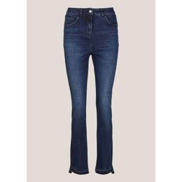 Madeleine Mode Regular-fit-Jeans MADELEINE "Jeans Five-Pocket-Hose mit schr&auml;gem Beinsaum", Damen, Gr. 34, N + K Gr, blau, Obermaterial: 99% Baumwolle CO. 1% Elasthan EL., Jeans