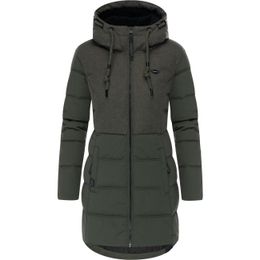 Winterjacke Ragwear "Ashani Block Intl.", Damen, Gr. L (40), olivgr&uuml;n, Obermaterial 1: 100% Polyester; Obermaterial 2: 100% Polyester; Innenfutter: 100% Polyester; Wattierung: 100% Polyester; &Auml;rmelfutter: 100% Polyester, figurbetont Po-bedeckend, &Auml;rmel ohne &Auml;rmelschlitz Strickb&uuml;ndchen, Jacken Winterjacke, stylischer Winterparka mit gef&uuml;tterter Kapuze