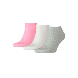 Sneakersocken Puma "Puma UNISEX SNEAKER PLAIN 3P", Damen, Gr. 43-46, rosa (1x hellgrau, meliert, 1x wei&szlig;, 1x rosa), Baumwolle, Baumwollmischung, Elasthan, meliert, unifarben, elastisch, Socken Sneakersocken, mit eingestricktem Markenlogo