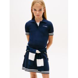 Sweatkleid Tommy Hilfiger "SWEATER DRESS SS", M&auml;dchen, Gr. 16 (176), N-Gr, schwarz night navy, Web, Obermaterial: 72% Baumwolle, 28% Polyamid, unifarben, regular fit kniefrei, Rundhals, eingesetzt B&uuml;ndchen, Kleider Sweatkleid, Kinder bis 16 Jahre, regular fit