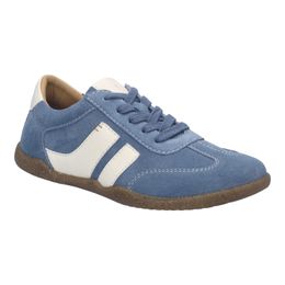 Sneaker Josef Seibel "Cassandra 11", Damen, Gr. 38, blau kombiniert, Veloursleder, kontrastfarbene Details, Schuhe Sneaker, Halbschuh, Komfortschuh, Schn&uuml;rschuh mit Lederinnensohle, G-Weite