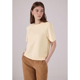 T-Shirt STREET ONE STUDIO, Damen, Gr. 34, mellow vanilla, Stoff, 46% Modal, 46% Polyester, 8% Elasthan, unifarben, gerade normal, Rundhals, B&uuml;ndchen, Shirts T-Shirt, aus softem Materialmix