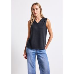 Tanktop Street One, Damen, Gr. 34, blau (deepwater blau), Stoff, 78% Polyester, 22% Viskose, unifarben, normal normal, V-Ausschnitt, abgesteppt, Tops Tanktop, mit V-Ausschnitt