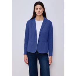 Sweatblazer Street One, Damen, Gr. 40, amparo blau, Jersey, 93% Baumwolle, 7% Elasthan, unifarben, normal normal, V-Ausschnitt, abgesteppt, Blazer, im soften Baumwoll-Mix