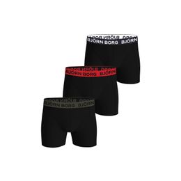Bj&ouml;rn Borg Boxershorts BJ&Ouml;RN BORG "Boxershort Cotton Stretch Boxer Trunks 3P 3er Pack", Herren, Gr. L, schwarz (schwarz, rot, gr&uuml;n), Obermaterial: 95% Baumwolle CO. 5% Elasthan EL., Unterhosen