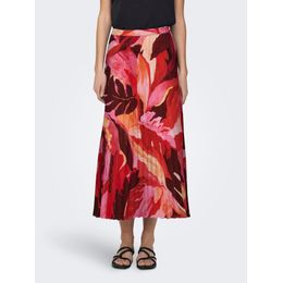 Plisseerock Only "ONLALMA LIFE POLY PLISSE SKIRT AOP", Damen, Gr. 36, braun (russet braun aop:689 leafy charm), Web, Obermaterial: 100% Polyester, bedruckt, regular fit ca. Mitte Wade, R&ouml;cke