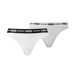 String Puma "Puma WOMEN STRING 2P", Damen, Gr. L, wei&szlig;, wei&szlig;, Single Jersey, Obermaterial: 57% Baumwolle, 38% Modal, 5% Elasthan, k&ouml;rpernah, Unterhosen String, Mit elastischem Logobund