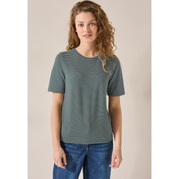 T-Shirt Cecil, Damen, Gr. XL (44), gr&uuml;n (slate khaki), Web, 69% Baumwolle, 29% Polyester, 2% Elasthan, unifarben, normal normal, Rundhals, B&uuml;ndchen, Shirts T-Shirt, aus Baumwolle mit Stretchante