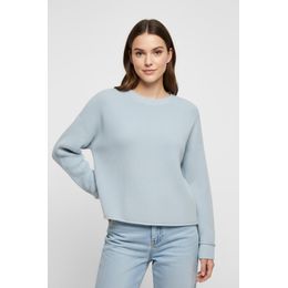 Strickpullover Only "ONLIBI LS RIB LOOSE PULLOVER CC KNT", Damen, Gr. XS, cashmere blau detail:melange, Strick, Obermaterial: 50% Viskose, 27% Nylon, 23% Polyester, meliert, relaxed fit normal, Rundhals, Rippb&uuml;ndchen, Pullover Strickpullover