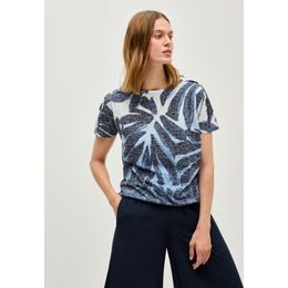 Print-Shirt Cecil, Damen, Gr. L (42), blau (urban dunkelblau), Stoff, 65% Polyester, 35% Viskose, bedruckt, normal normal, U-Boot-Ausschnitt, abgesteppt, Shirts, aus elastischem Materialmix