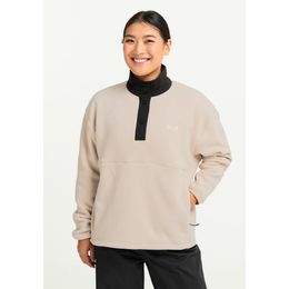 Stehkragenpullover Jack Wolfskin "SUMETRO HZ W", Damen, Gr. XL (46), oyster, Obermaterial: 100% POLYESTER. Futter: 100% POLYESTER, Pullover Stehkragenpullover