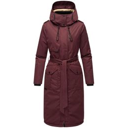 Wintermantel Navahoo "Hokulanii", Damen, Gr. M (38), rot (weinrot), Obermaterial: 100% Polyester; Futter: 100% Polyester; Wattierung: 100% Polyester; &Auml;rmelfutter: 100% Polyester, figurumspielend knielang, mit Kn&ouml;pfen,verstellbar Rippb&uuml;ndchen mit Druckkn&ouml;pfen,verstellbar, M&auml;ntel Wintermantel, Langer Winter Damenmantel mit Tailleng&uuml;rtel