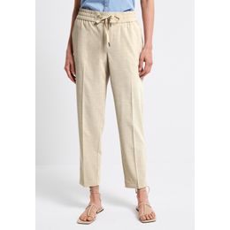 B&uuml;gelfaltenhose Street One, Damen, Gr. 42, L&auml;nge 28, beige (coastal beige), Stoff, 54% Polyester, 43% Viskose, 3% Elasthan, unifarben, loose fit kn&ouml;chelfrei, Hosen, Middle Waist