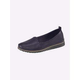 Slipper Heine, Damen, Gr. 37, blau (marine), Glattleder, Leder, Schuhe Slipper