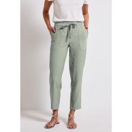 R&ouml;hrenhose Street One, Damen, Gr. 44, L&auml;nge 28, gr&uuml;n (dusty milky gr&uuml;n), Stoff, 83% Modal, 17% Polyester, unifarben, loose fit kn&ouml;chelfrei, Hosen, mit Elastikbund