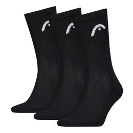 Tennissocken Head "Head ALL SPORTS TRAINING CREW", Gr. 35-38, schwarz, Baumwollmischung, normal, Socken Tennissocken, mit gepolsterter Sohle f&uuml;r D&auml;mpfung und zus&auml;tzlichen Komfort