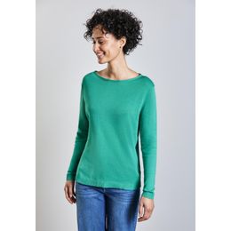Strickpullover Street One, Damen, Gr. 40, gr&uuml;n (atlantis gr&uuml;n), Stoff, 60% Viskose, 40% Baumwolle, unifarben, normal normal, U-Boot-Ausschnitt, B&uuml;ndchen, Pullover Strickpullover, mit U-Boot-Ausschnitt