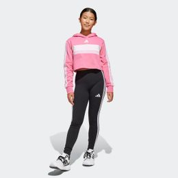 Trainingsanzug adidas Sportswear "JG 3S TIB FL ST", Jungen, Gr. 164, wei&szlig; (pink fusion, wei&szlig;, clear pink), Obermaterial: 70% Baumwolle, 30% Polyester, Sportanz&uuml;ge Trainingsanzug