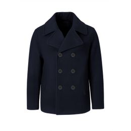 Winterjacke Brandit "Brandit Herren Pea Coat", Herren, Gr. L, navy, 50% Wolle, 50% Polyester, unifarben, normal, amerikanischer Ausschnitt, Jacken Winterjacke