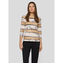 Print-Shirt Rabe "T-Shirt", Damen, Gr. 44, braun, 100%Baumwolle, geringelt, gerade, Shirts