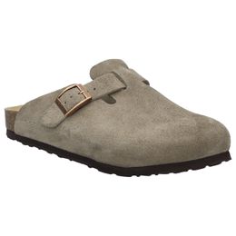 Clog Josef Seibel "Hermine 04", Damen, Gr. 41, grau (taupe), Leder, Schuhe Clog, Hausschuh, Schlupfschuh mit Schnallenverschluss