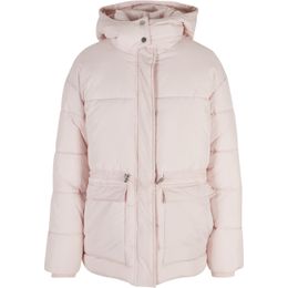 Winterjacke Urban Classics "Urban Classics Damen Ladies Waisted Puffer Jacket", Damen, Gr. L, pink, 100% Polyamid, unifarben, oversize, ohne Ausschnitt, Jacken Winterjacke