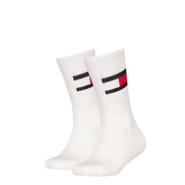 Socken Tommy Hilfiger "TH KIDS SOCK FLAG", Damen, Gr. 27-30, wei&szlig;, Baumwollmischung, normal, Socken Socken, halbe Frotteesohle f&uuml;r zus&auml;tzlichen Komfort