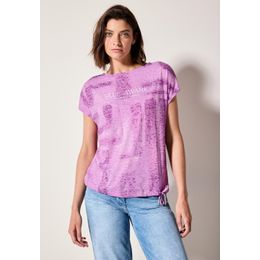 Print-Shirt Cecil, Damen, Gr. M (40), rosa (anemone pink), Stoff, 65% Polyester, 35% Viskose, bedruckt, comfort fit normal, U-Boot-Ausschnitt, B&uuml;ndchen, Shirts, mit Tunnelzug am Saum