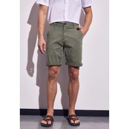 Shorts Street One MEN, Herren, Gr. 31, gr&uuml;n (natural gr&uuml;n), Web, 98% Baumwolle, 2% Elasthan, unifarben, regular fit kurz, Hosen Shorts, aus Baumwolle mit Stretchanteil