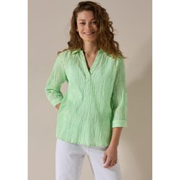 Shirtbluse Cecil, Damen, Gr. M (40), gr&uuml;n (iced neon gr&uuml;n), Web, 95% Baumwolle, 5% Elasthan, gestreift, normal normal, V-Ausschnitt, Manschette, Blusen, aus Baumwolle mit Stretchanteil