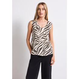 Blusentop Street One, Damen, Gr. 36, braun (nomad braun), Web, 100% Baumwolle, bedruckt, normal normal, V-Ausschnitt, normaler Saum, Blusen Blusentop, mit allover Print