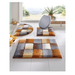 Badematte Grund Gr. 4, grau (apricot, grau, gemustert), rechteckig (70cm x 120cm ) WC-Vorleger rechteckig, 1 Stk., Badematten, Badematte