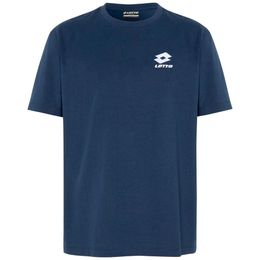 T-Shirt Lotto, Herren, Gr. XXL (60/62), blau (marineblaus), 100% Baumwolle, unifarben, Rundhals, gerader Abschluss, Shirts T-Shirt, - mit dezenter Logostickerei