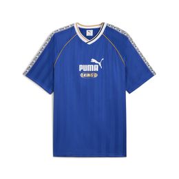 Trainingsshirt Puma "KING Relaxed Fu&szlig;balltrikot Erwachsene", Damen, Gr. XL, blau (mountain blau), Obermaterial: 100% Polyester; Rippe: 5% Elasthan, 95% Polyester, bedruckt, relaxed fit, V-Ausschnitt, Shirts