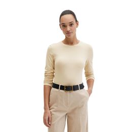 Marc O'Polo Langarmshirt MARC O'POLO "aus Rippjersey", Damen, Gr. M, linen beige, Obermaterial: 64% Lyocell, 31% Baumwolle, 5% Elasthan, unifarben, Basic, slim fit, Rundhals, Shirts Langarmshirt