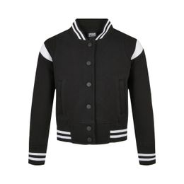 Allwetterjacke Urban Classics "Urban Classics Damen Girls Inset College Sweat Jacket", Damen, Gr. 122/128, schwarz, wei&szlig;, 65% Baumwolle, 35% Polyester, mehrfarbig, normal, Rundhals, Jacken