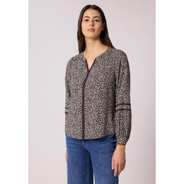 Langarmbluse Street One, Damen, Gr. 42, molten earth, Stoff, 100% Viskose, normal normal, Rundhals, B&uuml;ndchen, Blusen, mit Leoprint