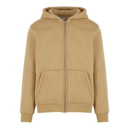 Kapuzenpullover Urban Classics "Urban Classics Bonded Sherpa Zip Hoody", Herren, Gr. S, unionbeige, 68% Baumwolle, 32% Polyester, unifarben, loose fit, ohne Ausschnitt, Pullover Kapuzenpullover