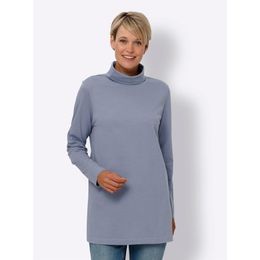 Longshirt Classic Basics "Longshirt", Damen, Gr. 42, blau (taubenblau), 100% Baumwolle, unifarben, Shirts Longshirt