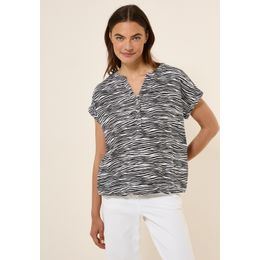 Shirtbluse Cecil, Damen, Gr. XXL (46), grau (volcanic grau), Stoff, 100% Viskose, bedruckt, normal normal, Rundhals, B&uuml;ndchen, Blusen, aus softer Viskose