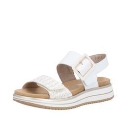 Keilsandalette Remonte "ELLE-Collection", Damen, Gr. 42, wei&szlig;, goldfarben, Leder, Textil, Schuhe, Sommerschuh, Sandale, Komfortschuh mit praktischen Klettverschl&uuml;ssen