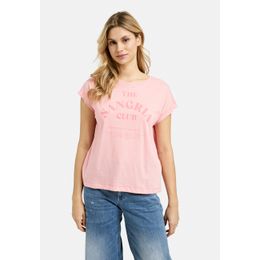 Rundhalsshirt Milano Italy, Damen, Gr. M, rosa (light lobster), Single Jersey, Material: 100% Baumwolle, bedruckt, regular fit normal, Rundhals, angeschnitten, Shirts Rundhalsshirt, mit &uuml;berschnittenen Schultern