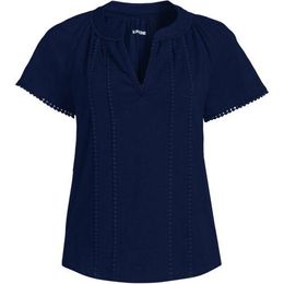 LANDS' END Flammgarn-Shirt mit Tunika-Ausschnitt, Damen,  Blau, Baumwolle, by Lands' End
