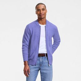 LANDS' END Wool Touch Cardigan mit Rei&szlig;verschluss, Herren,  Lila, Wolle/Polyester/Nylon, by Lands' End