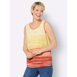 Shirttop Classic Basics, Damen, Gr. 46, orange (papaya, zitrone, bedruckt), 100% Baumwolle, gemustert, gestreift, Rundhals, Tops Shirttop