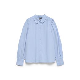 V&eacute;ro Moda Hemdbluse VERO MODA "VMMILLIE LS SHIRT WVN GA", Damen, Gr. XS, brunnera blau stripes:snow wei&szlig;, Obermaterial: 80% Viskose, 20% Nylon, gestreift, regular fit normal, Rundhals, Blusen Hemdbluse, mit Streifen