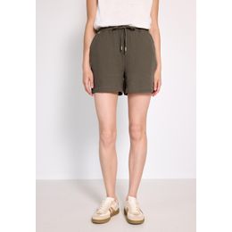 Shorts STREET ONE STUDIO, Damen, Gr. 40, braun (acron braun), Web, 100% Baumwolle, unifarben, loose fit kurz, Hosen Shorts, High Waist
